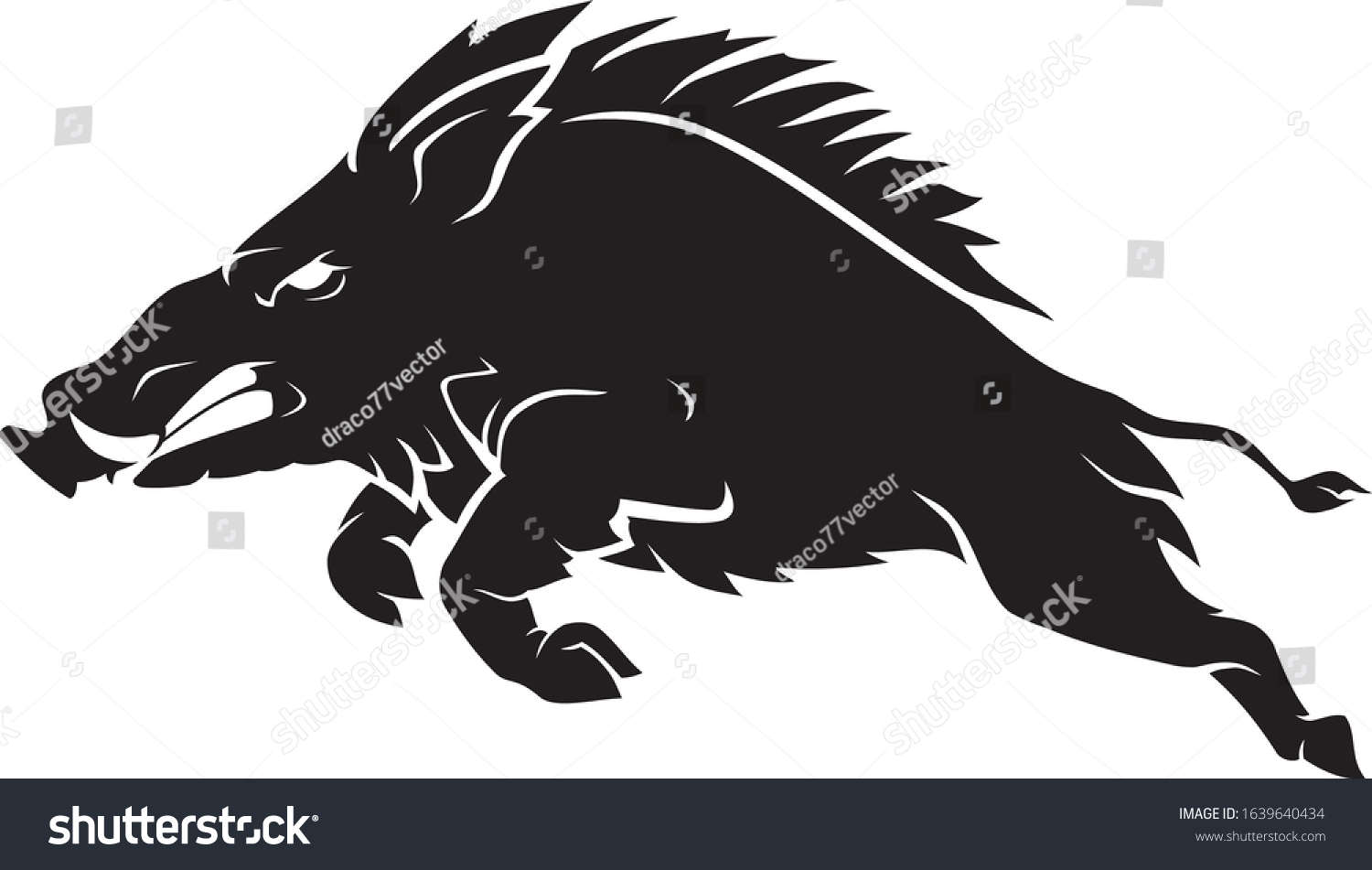 Razorback Wild Hog Side View Leaping: vector de stock (libre de ...