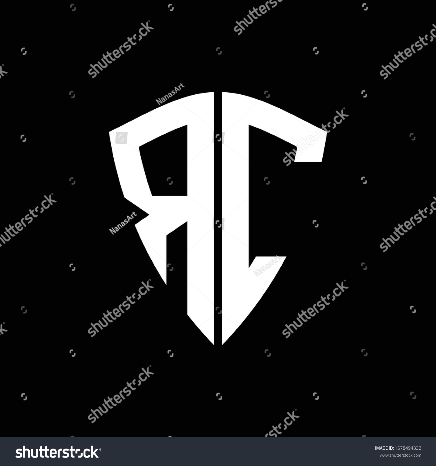 Rc Logo Monogram Shield Shape Design Stock Vector (Royalty Free ...