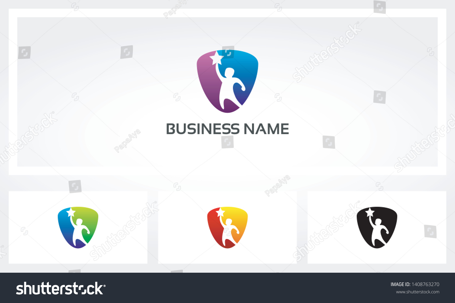 Reaching Dream Star Shield Logo Stock Vector (Royalty Free) 1408763270