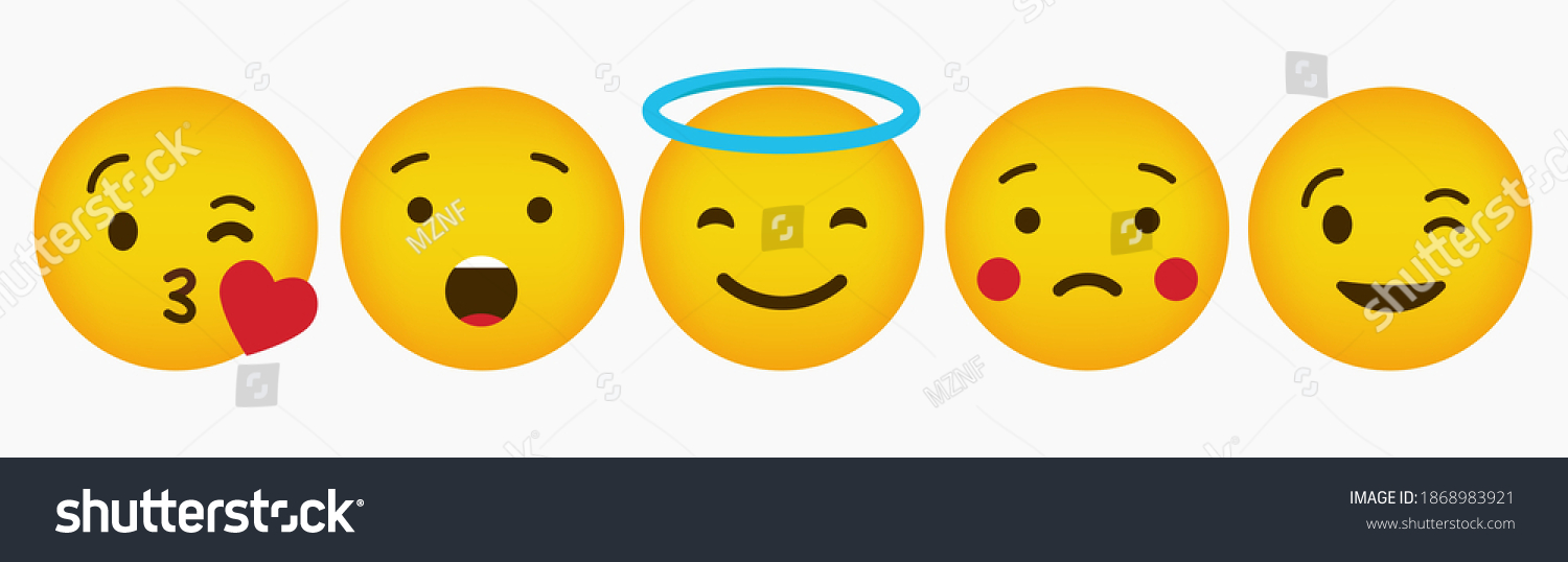 Reaction Emoticon Design Flat Collection Stock Vector (Royalty Free ...