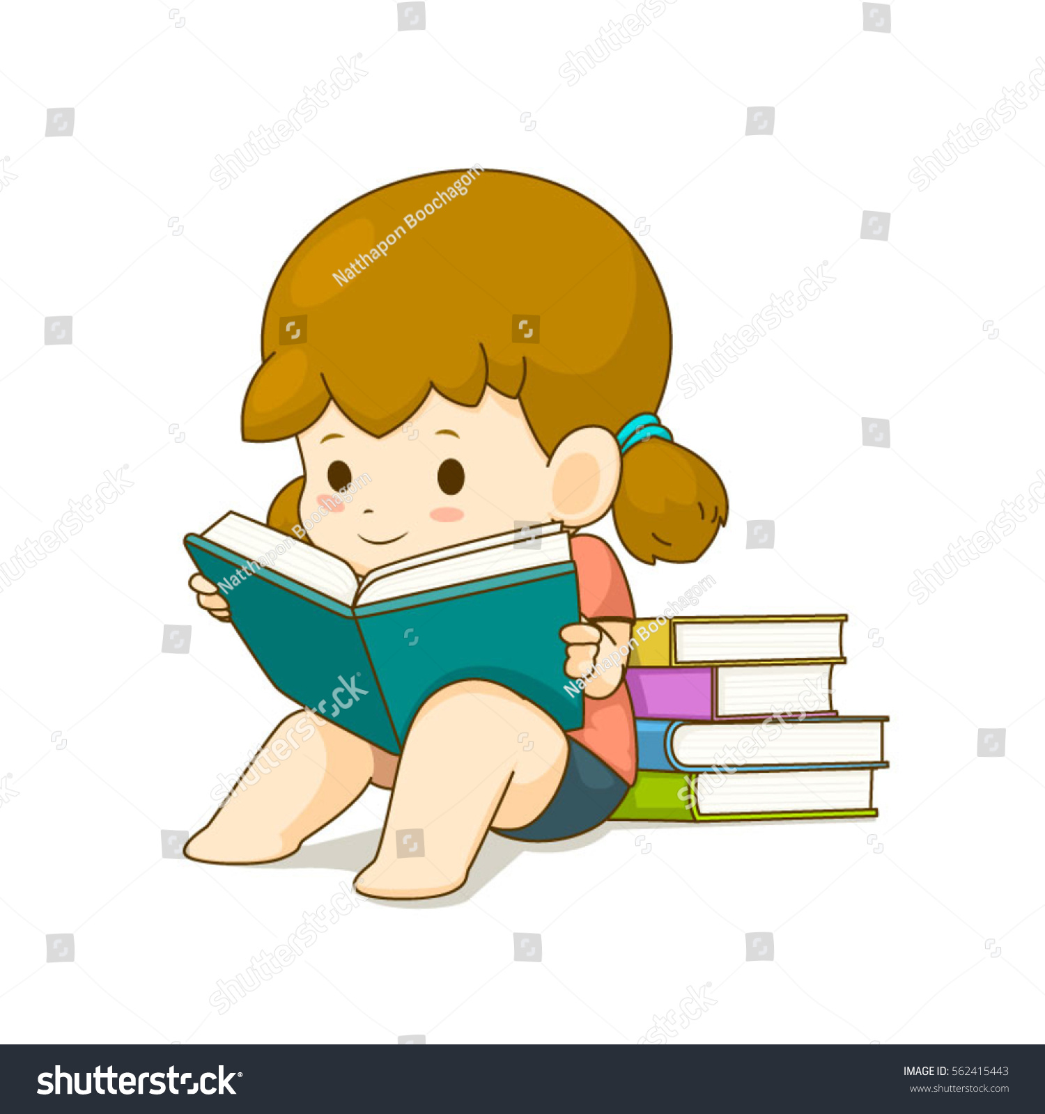 Reading Books Cartoon Set 2 Stock Vector (Royalty Free) 562415443 ...