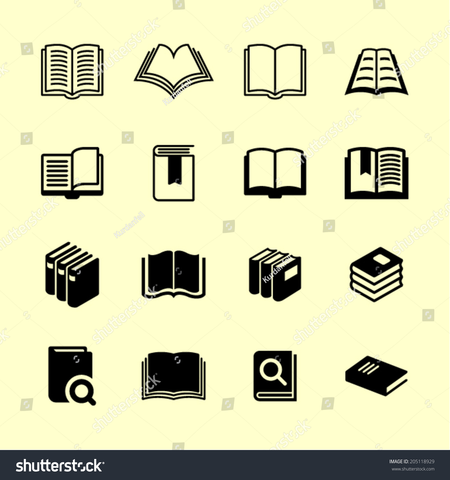 Reading Icons Stock Vector (Royalty Free) 205118929