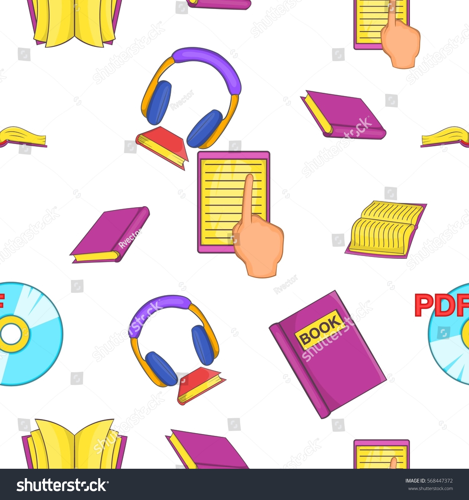 Reading Pattern Cartoon Illustration Reading Vector Stock Vector ...