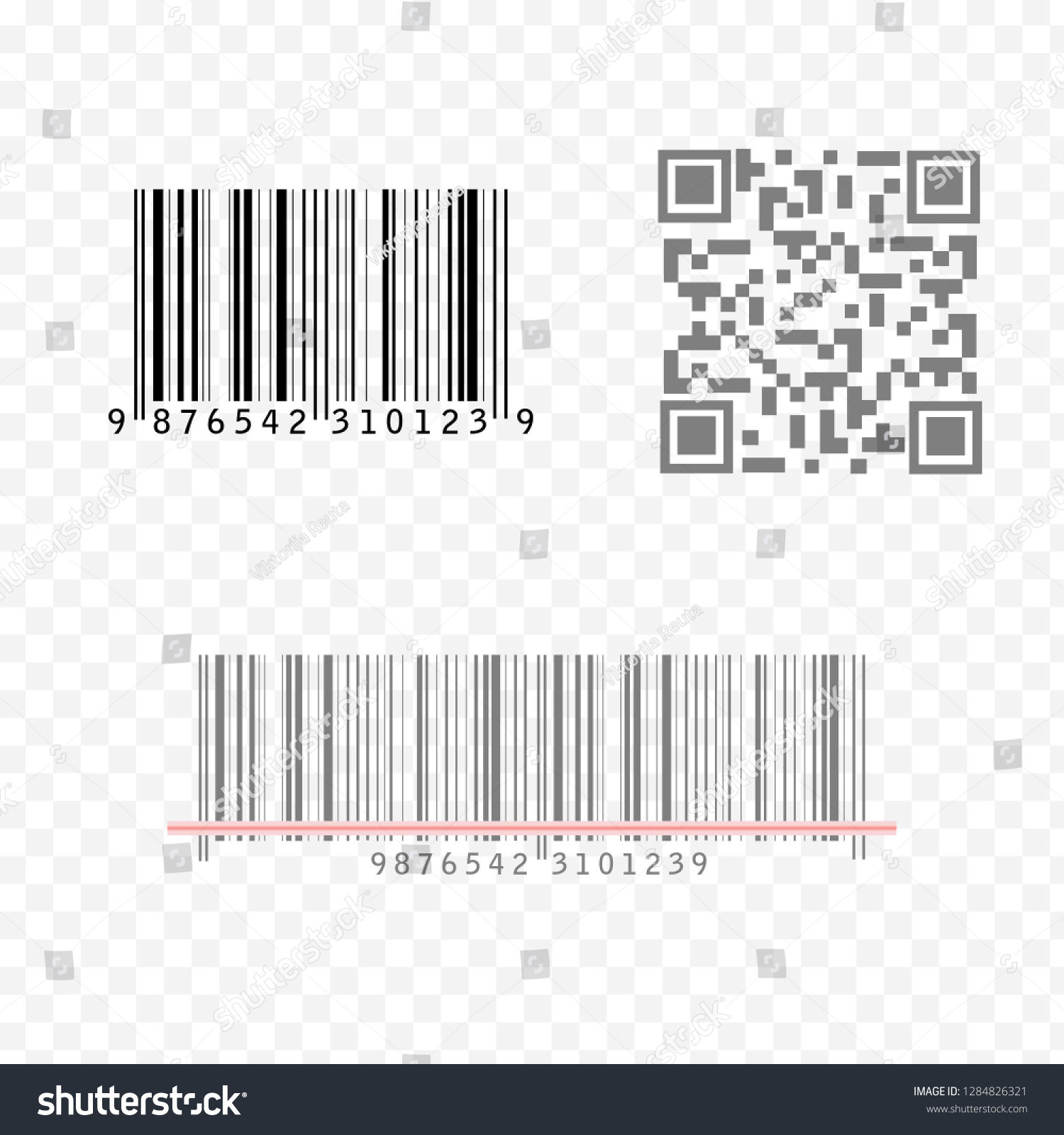 Realistic Barcode Qr Code Icon Set Stock Vector (Royalty Free) 1284826321