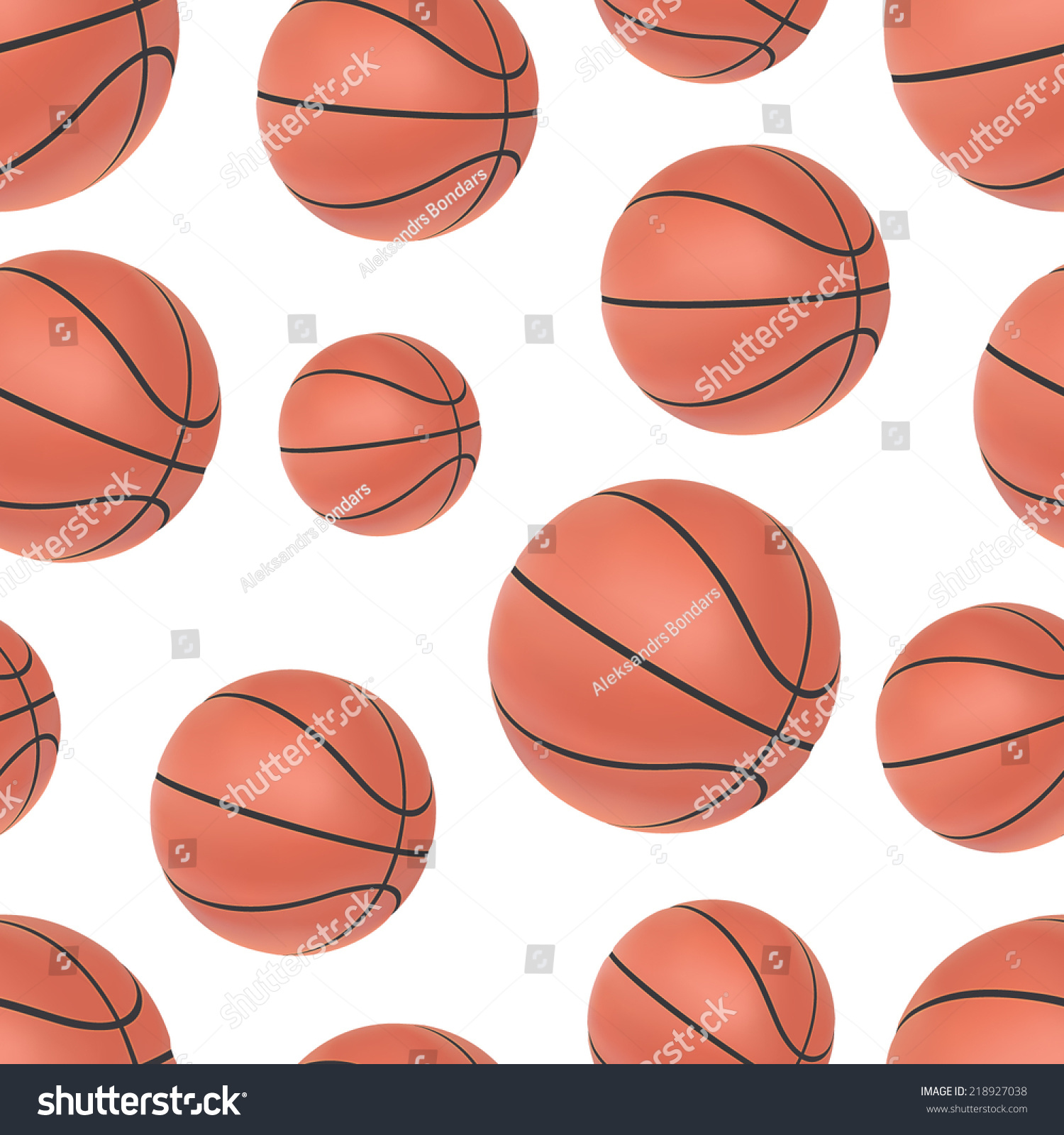 Realistic Basketball Seamless Pattern Vector Illustration Stock Vector ...