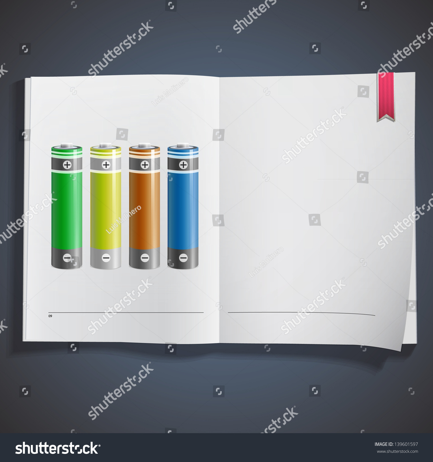Realistic Battery Inside Book Vector Design Stock Vector (Royalty Free ...