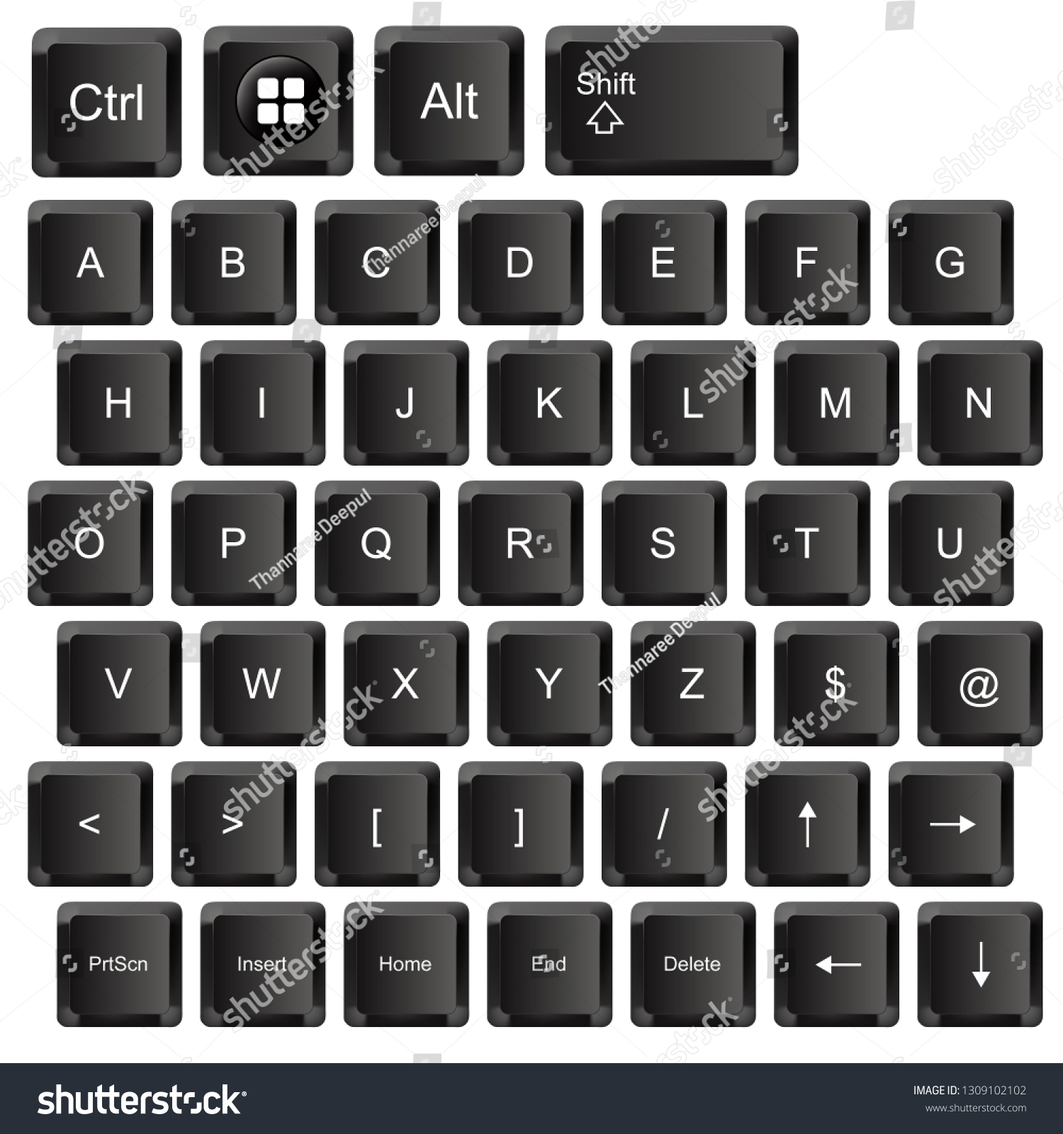 Realistic Black Computer Keyboard Training Guide Stock Vector (Royalty ...