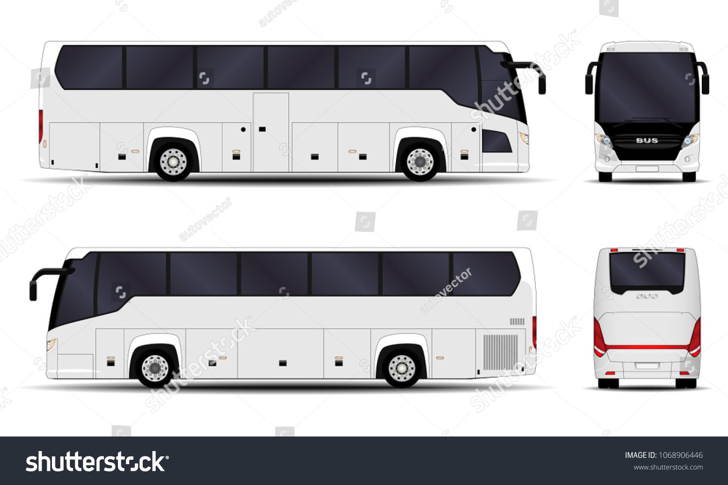 bus realista. vista lateral; vista frontal;: vector de stock (libre de ...