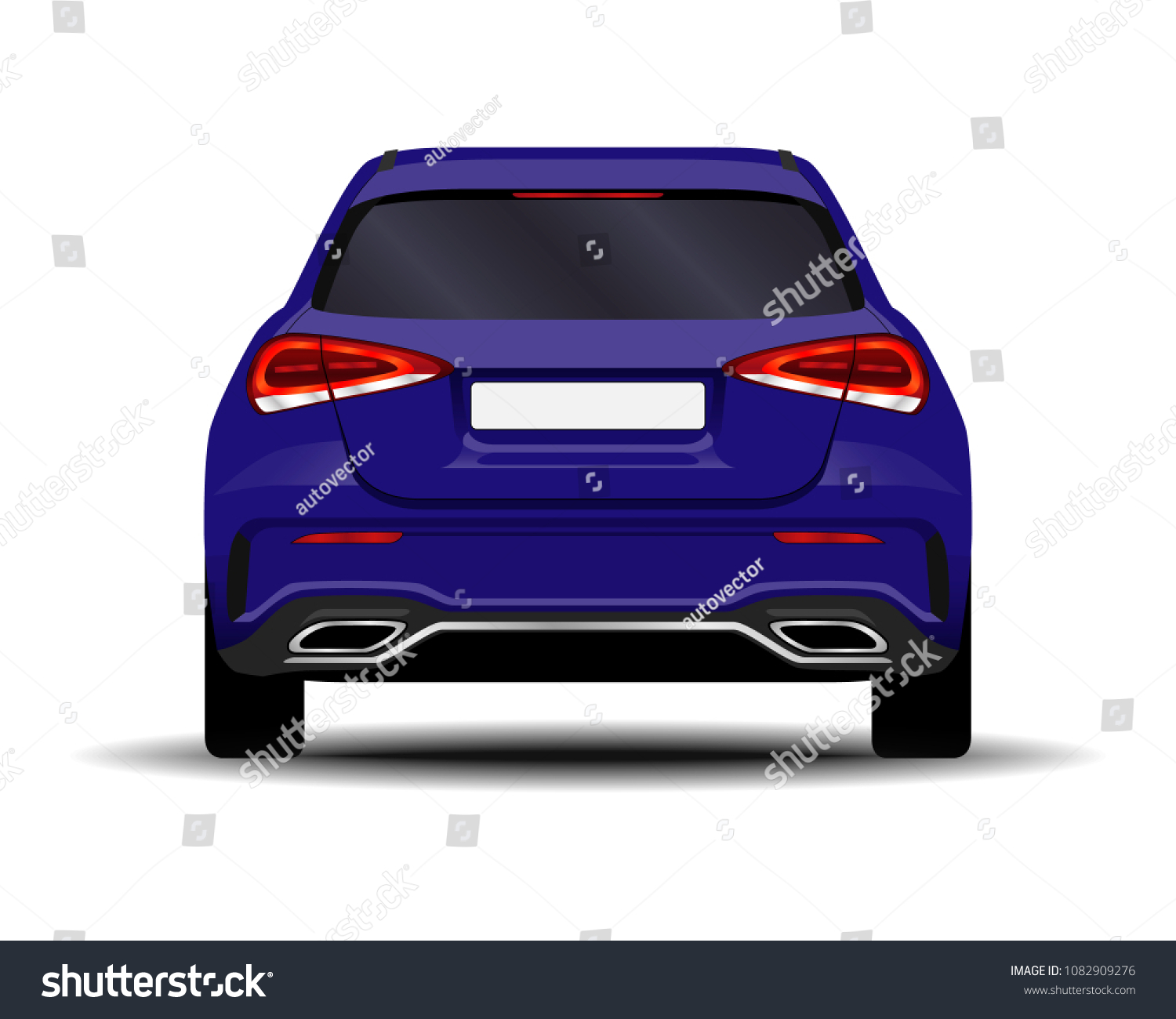 Realistic Car Hatchback Back View Stock Vector (Royalty Free ...