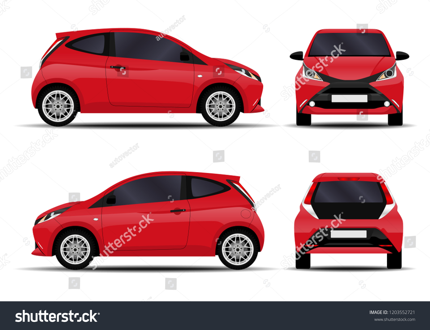 Realistic Car Hatchback Front View Side Stock Vector (Royalty Free ...