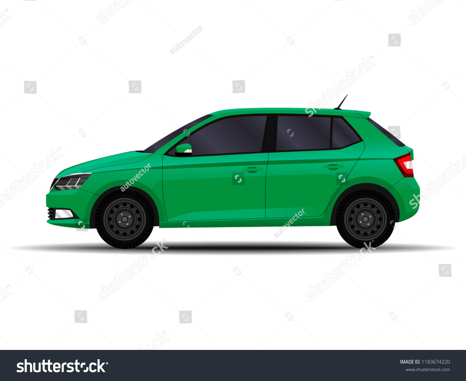 Realistic Car Hatchback Side View: เวกเตอร์สต็อก (ปลอดค่าลิขสิทธิ์ ...