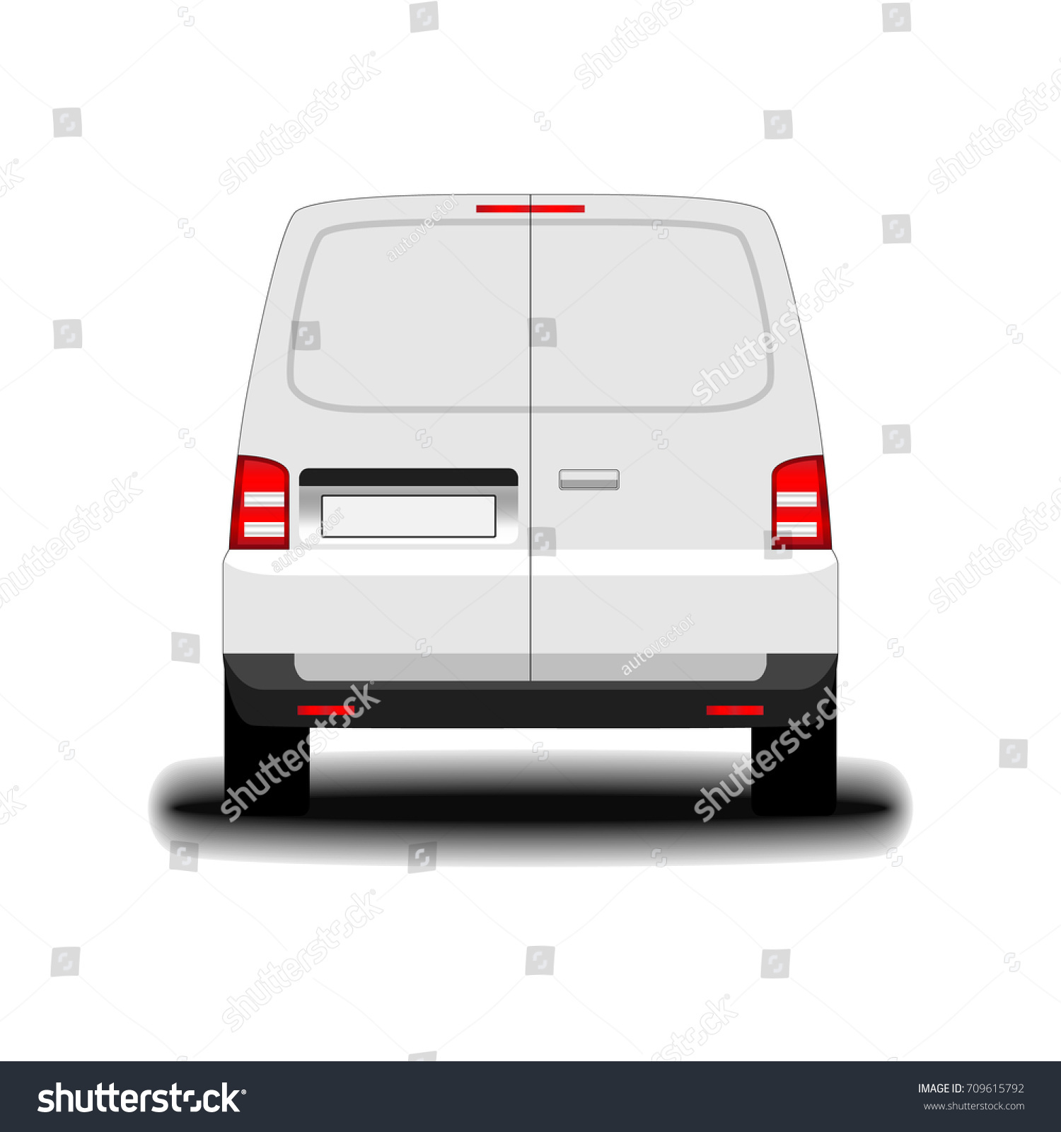 Realistic Cargo Van Back View Stock Vector (Royalty Free) 709615792