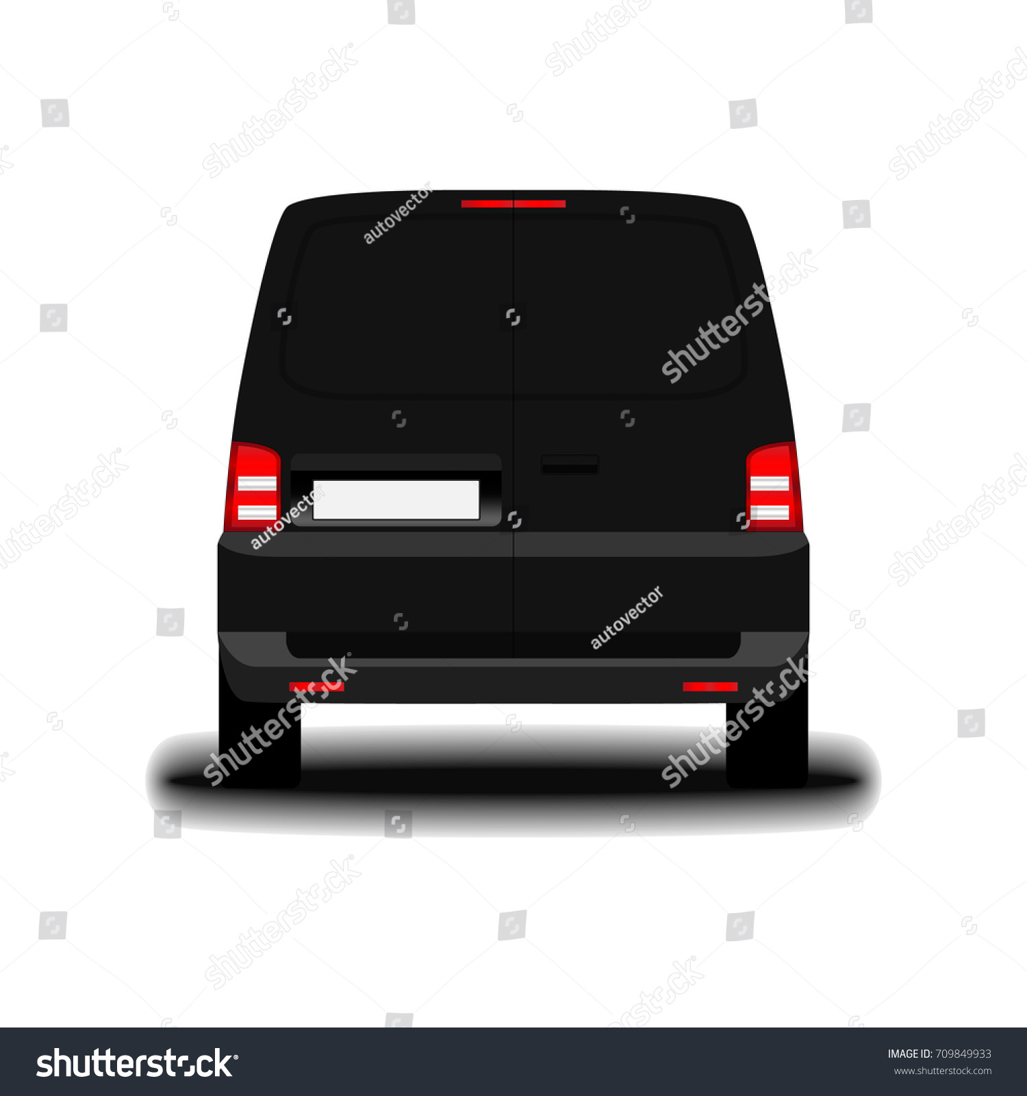 Realistic Cargo Van Back View Stock Vector (Royalty Free) 709849933