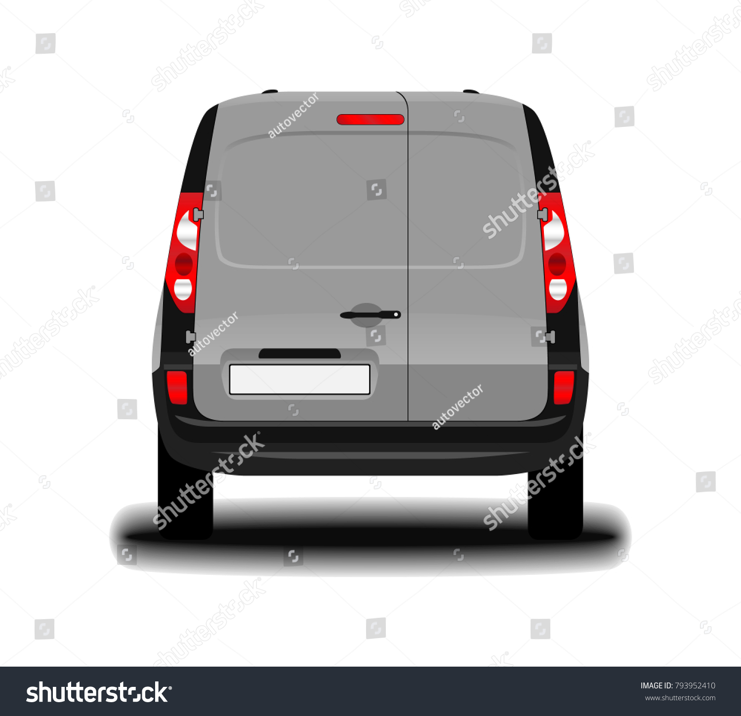 Realistic Cargo Van Back View: เวกเตอร์สต็อก (ปลอดค่าลิขสิทธิ์ ...