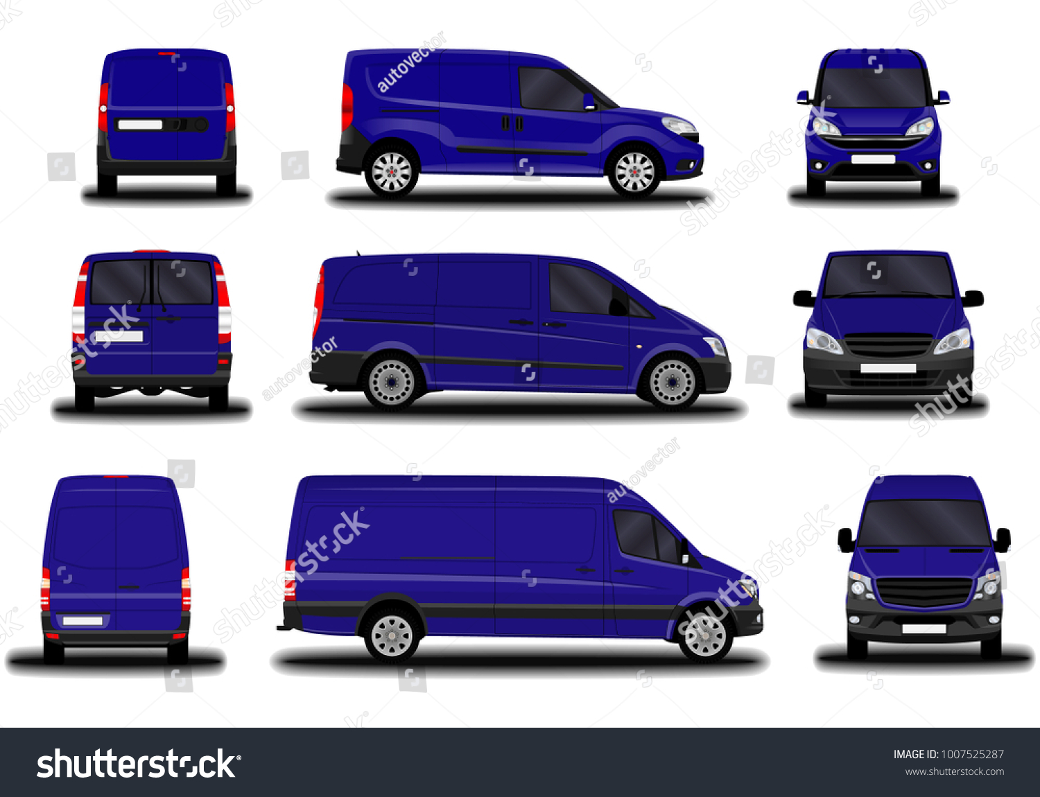 Realistic Cargo Van Front View Side Stock Vector (Royalty Free) 1007525287