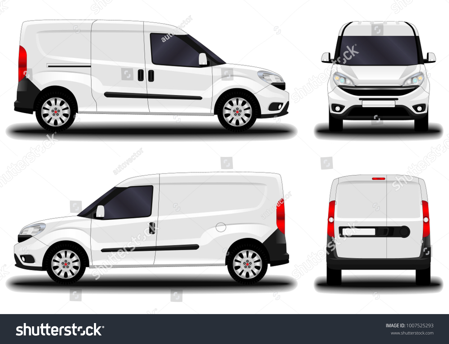 Realistic Cargo Van Front View Side Stock Vector (Royalty Free) 1007525293