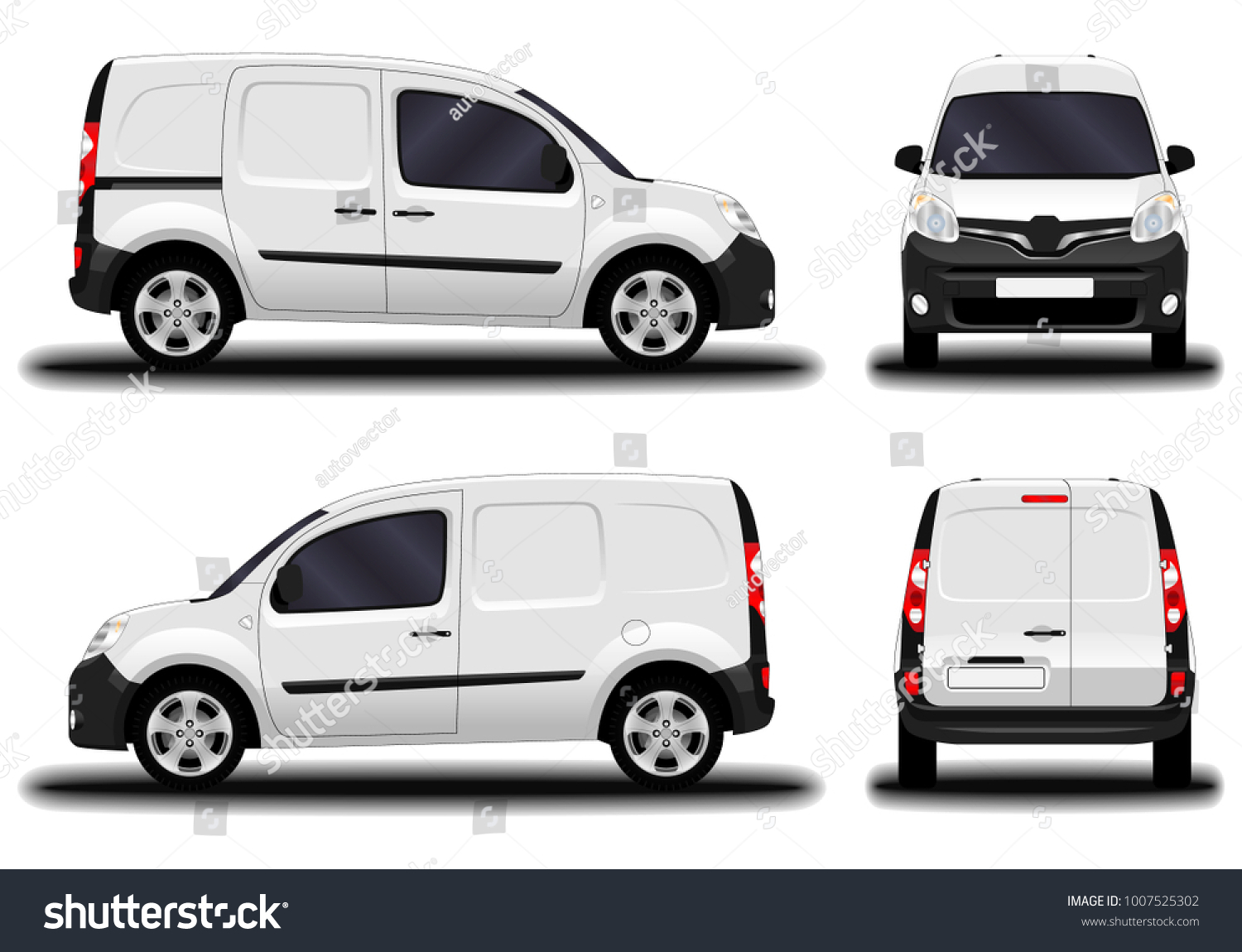Realistic Cargo Van Front View Side Stock Vector (Royalty Free) 1007525302