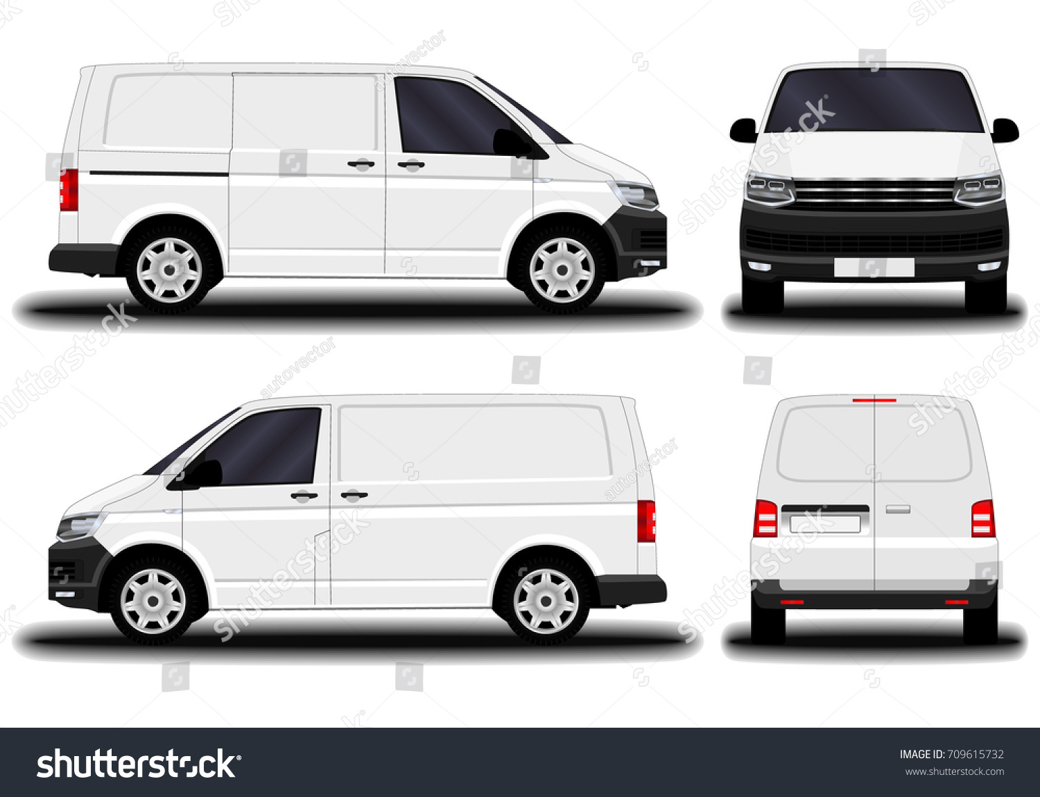 Realistic Cargo Van Front View Side Stock Vector (Royalty Free) 709615732