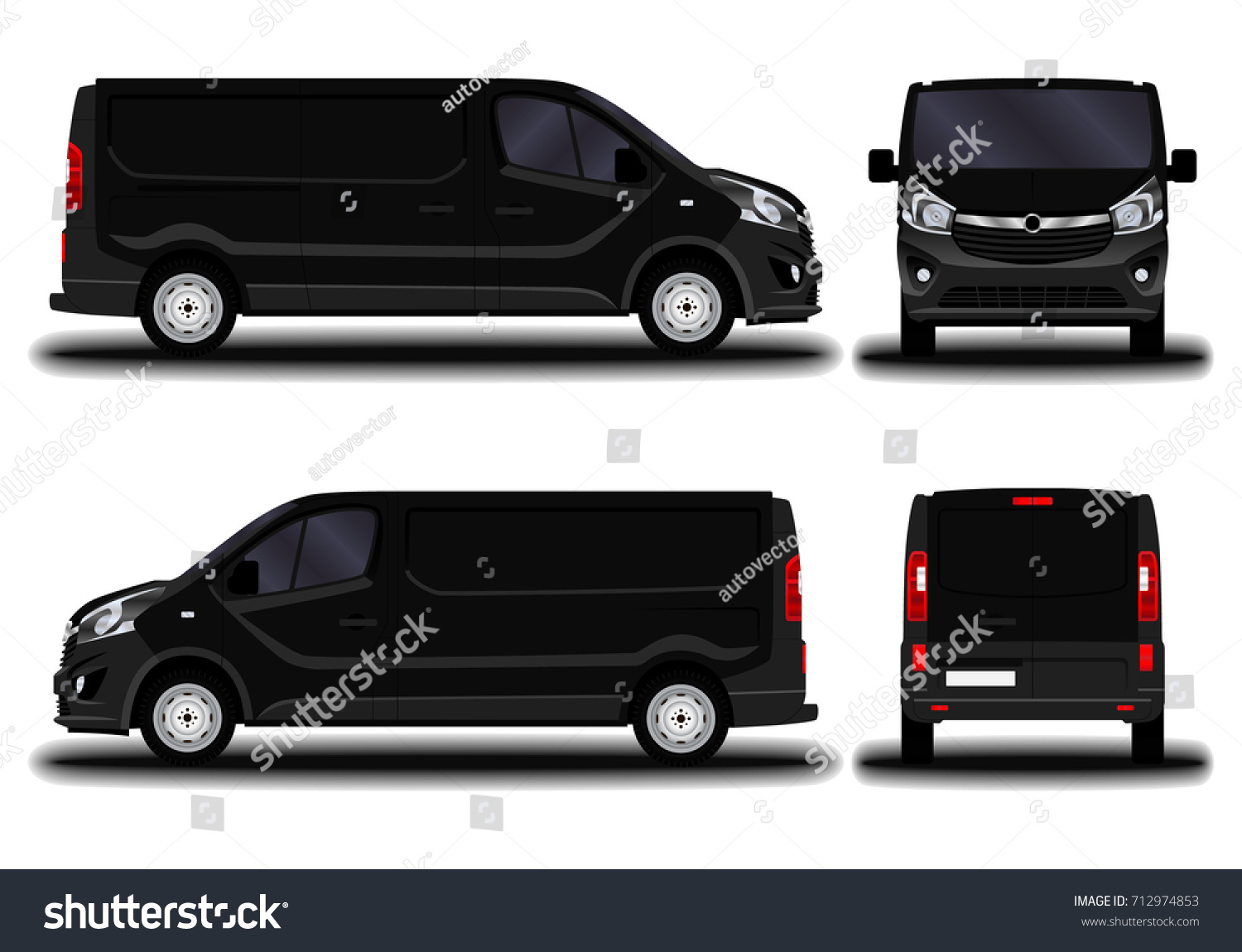 Realistic Cargo Van Front View Side: เวกเตอร์สต็อก (ปลอดค่าลิขสิทธิ์ ...