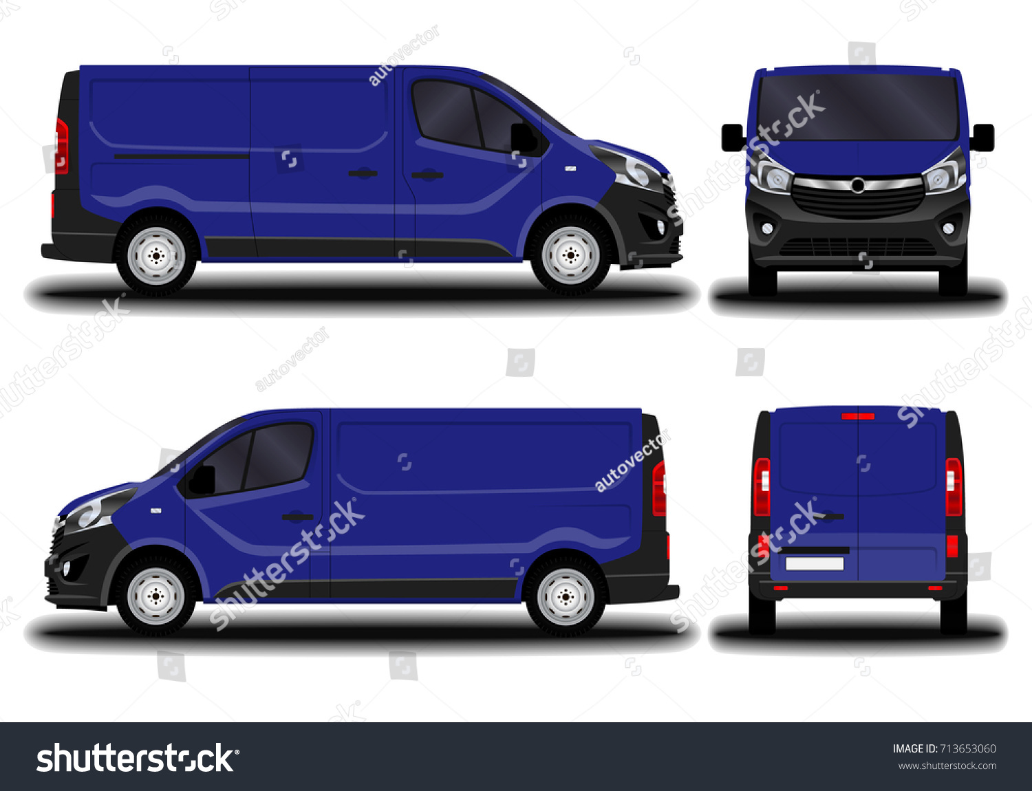 Realistic Cargo Van Front View Side Stock Vector (Royalty Free ...