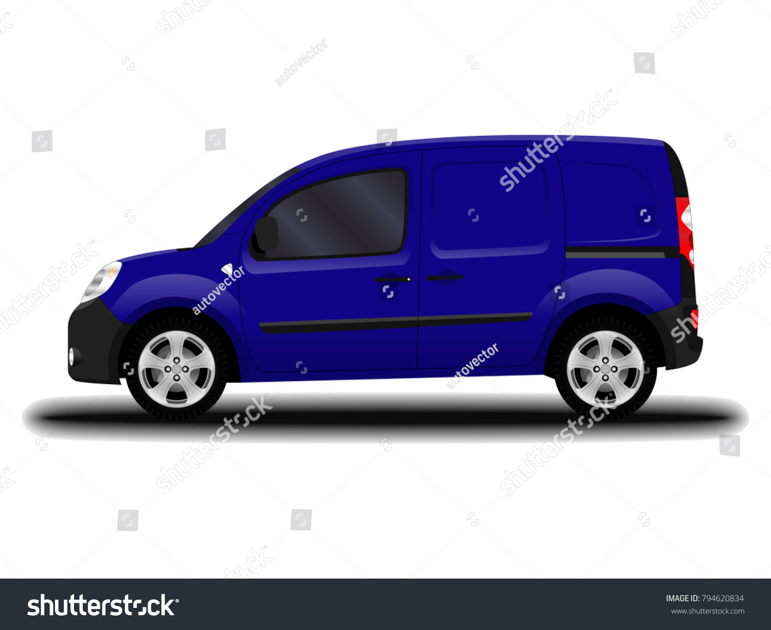 Realistic Cargo Van Side View Stock Vector (Royalty Free) 794620834 ...