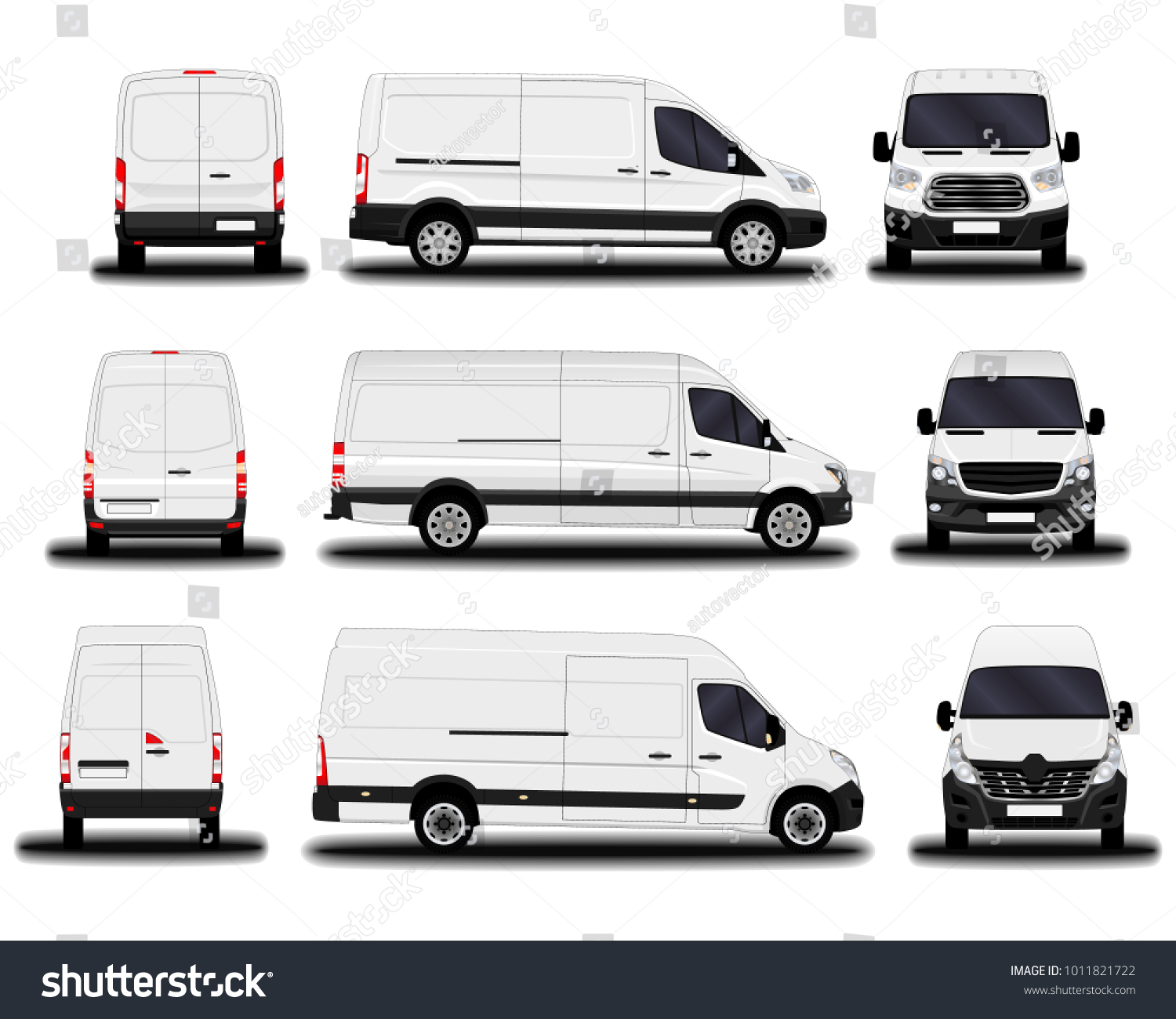 Realistic Cargo Vans Front View Side Stock Vector (Royalty Free) 1011821722