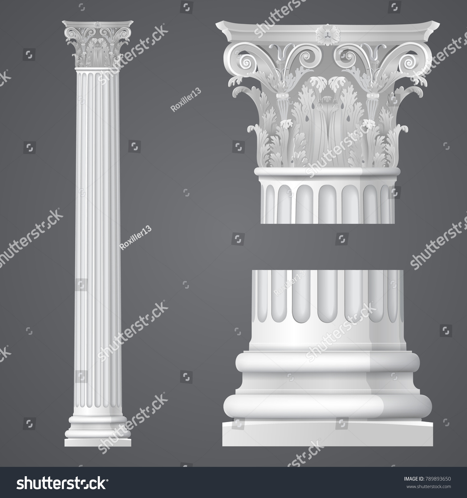 Realistic Corinthian Column Stock Vector (Royalty Free) 789893650