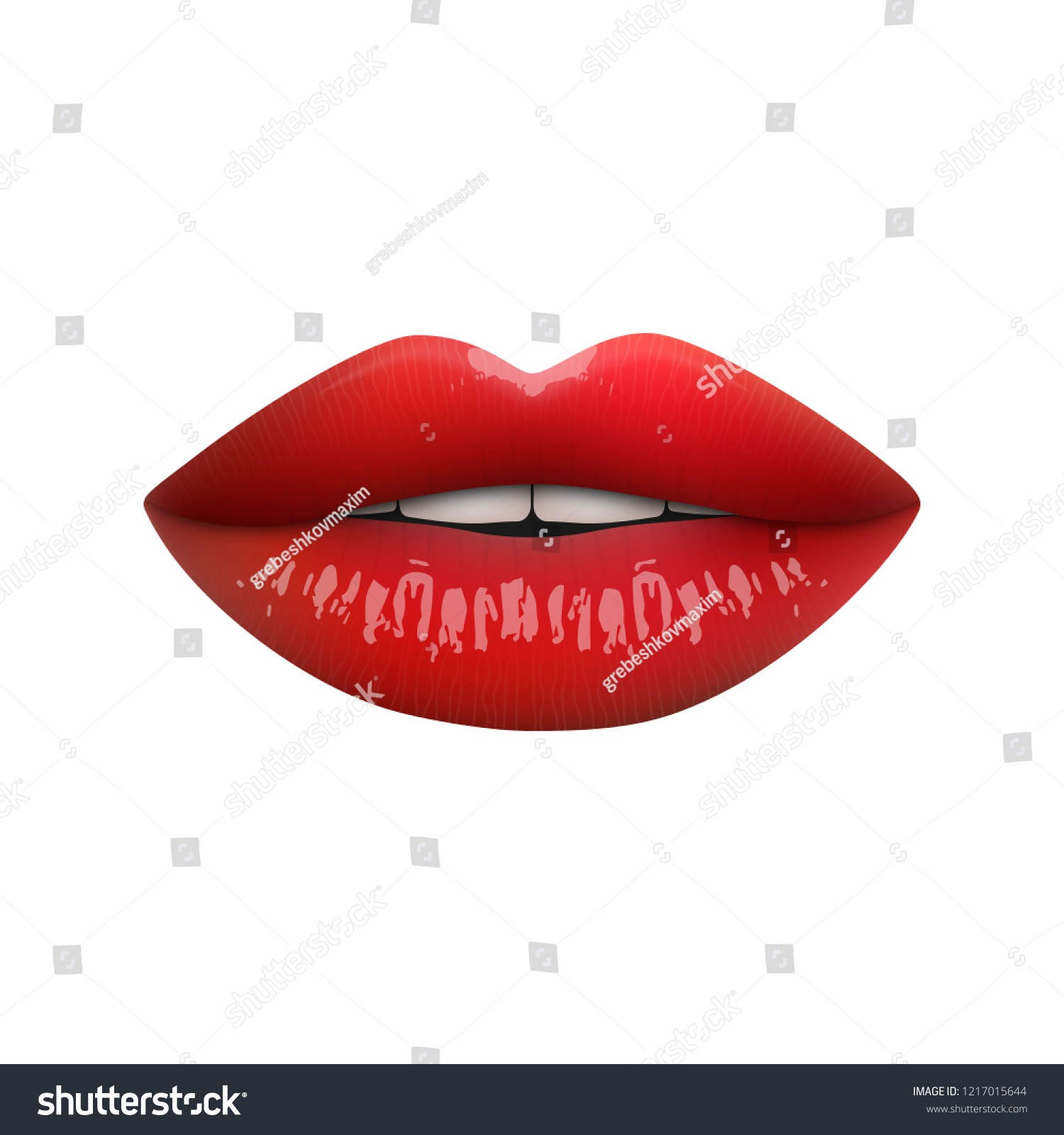 Realistic 3d Red Lips Isolated Vector: เวกเตอร์สต็อก (ปลอดค่าลิขสิทธิ์ ...