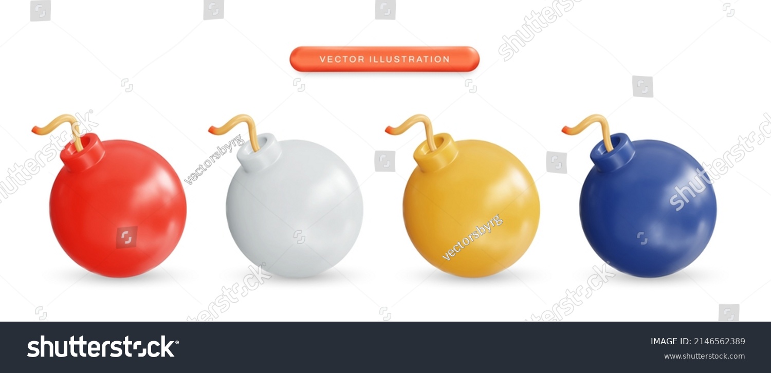 Realistic 3d Round Bomb Vector Illustration Stock Vector (Royalty Free ...
