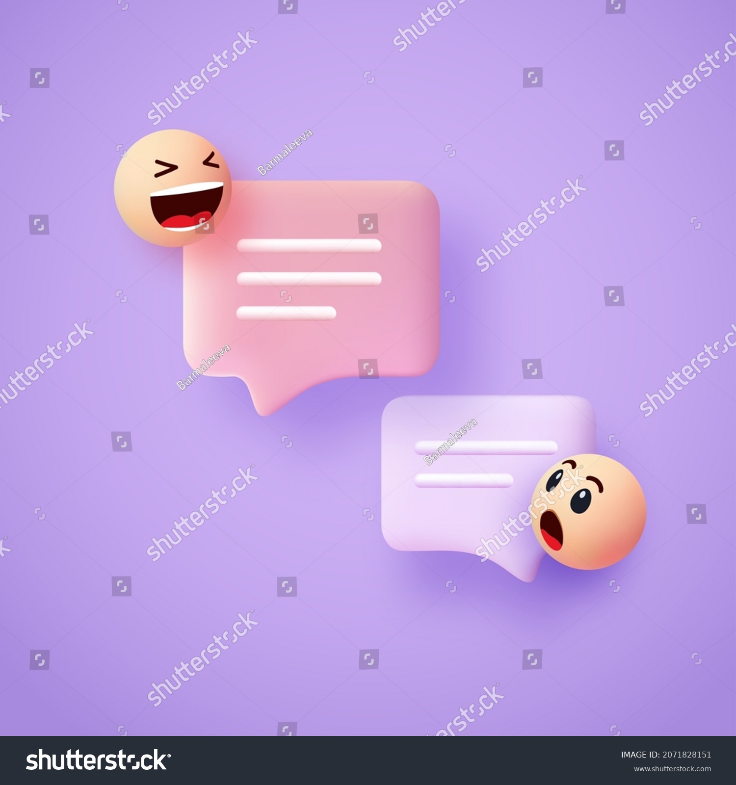 Realistic 3d Vector Chat Bubbles Smiling Stock Vector (Royalty Free ...