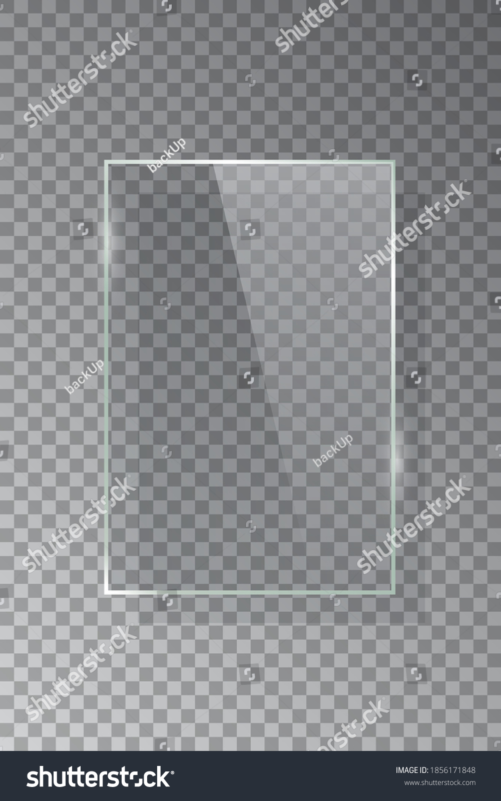 Realistic 3d Vertical Rectangular Glass Frame Stock Vector (Royalty ...