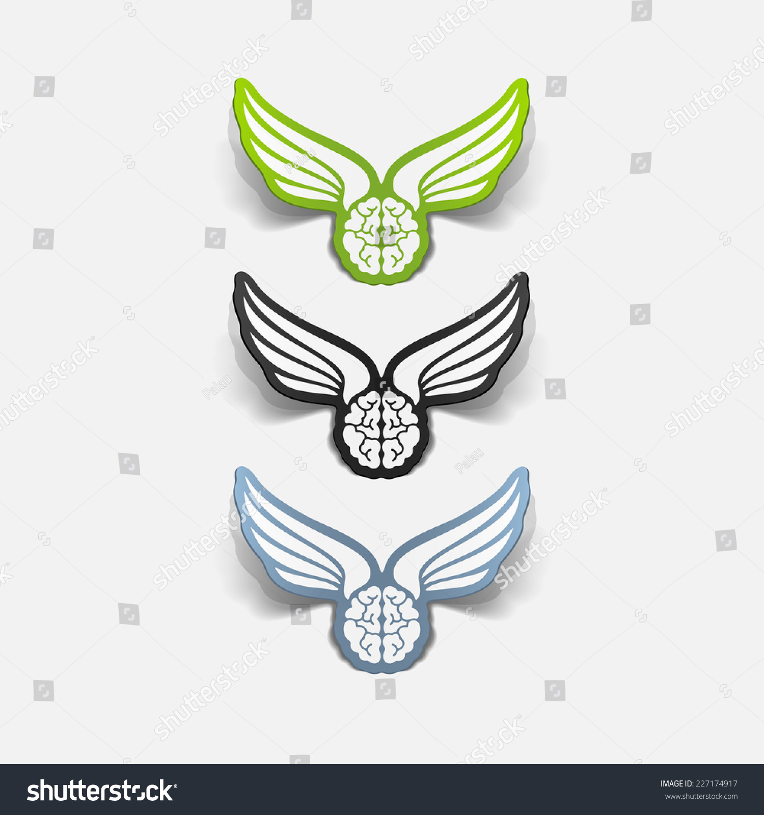 Realistic Design Element Wing Angel Brain Stock Vector (Royalty Free ...