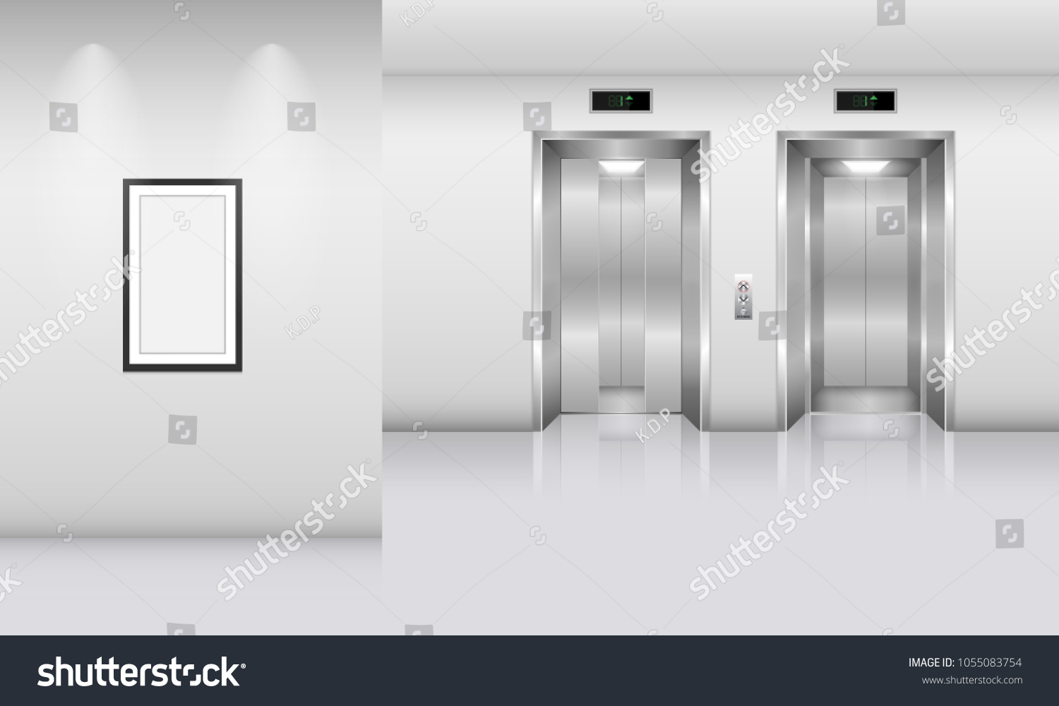 Realistic Elevator Office Building Interior Concept Stock Vector ...