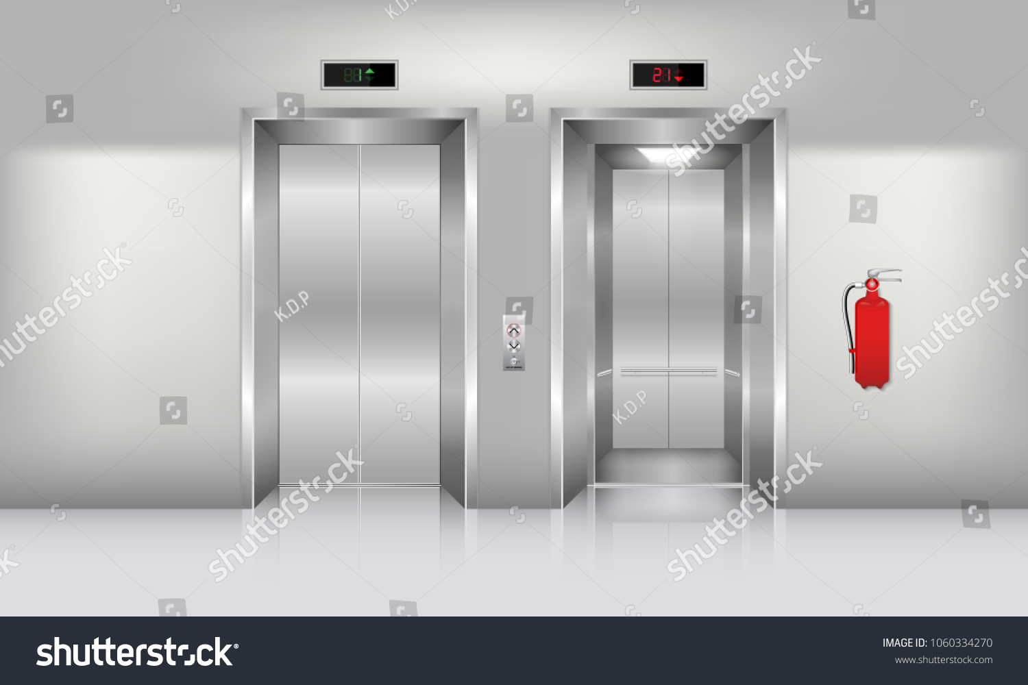 Realistic Elevator Office Building Interior Concept: เวกเตอร์สต็อก ...
