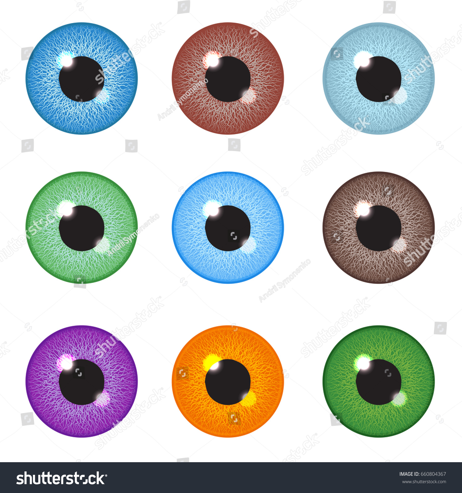 Realistic Eyeball Set Vector Illustration Stock Vector (Royalty Free ...