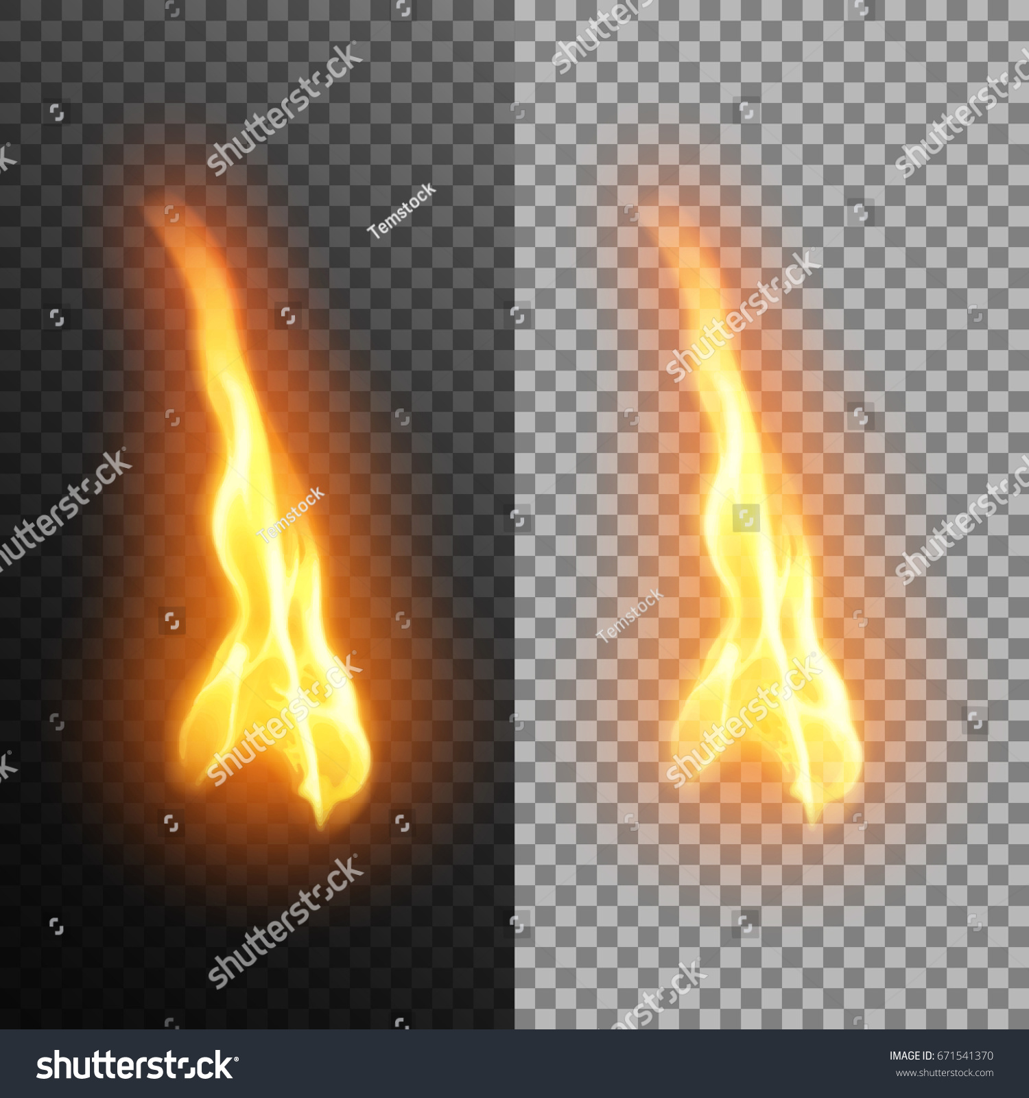 Realistic Fire Flame Isolated On Transparent Stock Vector (Royalty Free ...