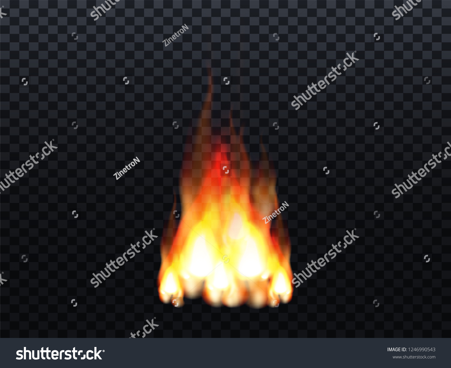 Realistic Fire Flame Effect On Transparent 스톡 벡터(로열티 프리) 1246990543 ...