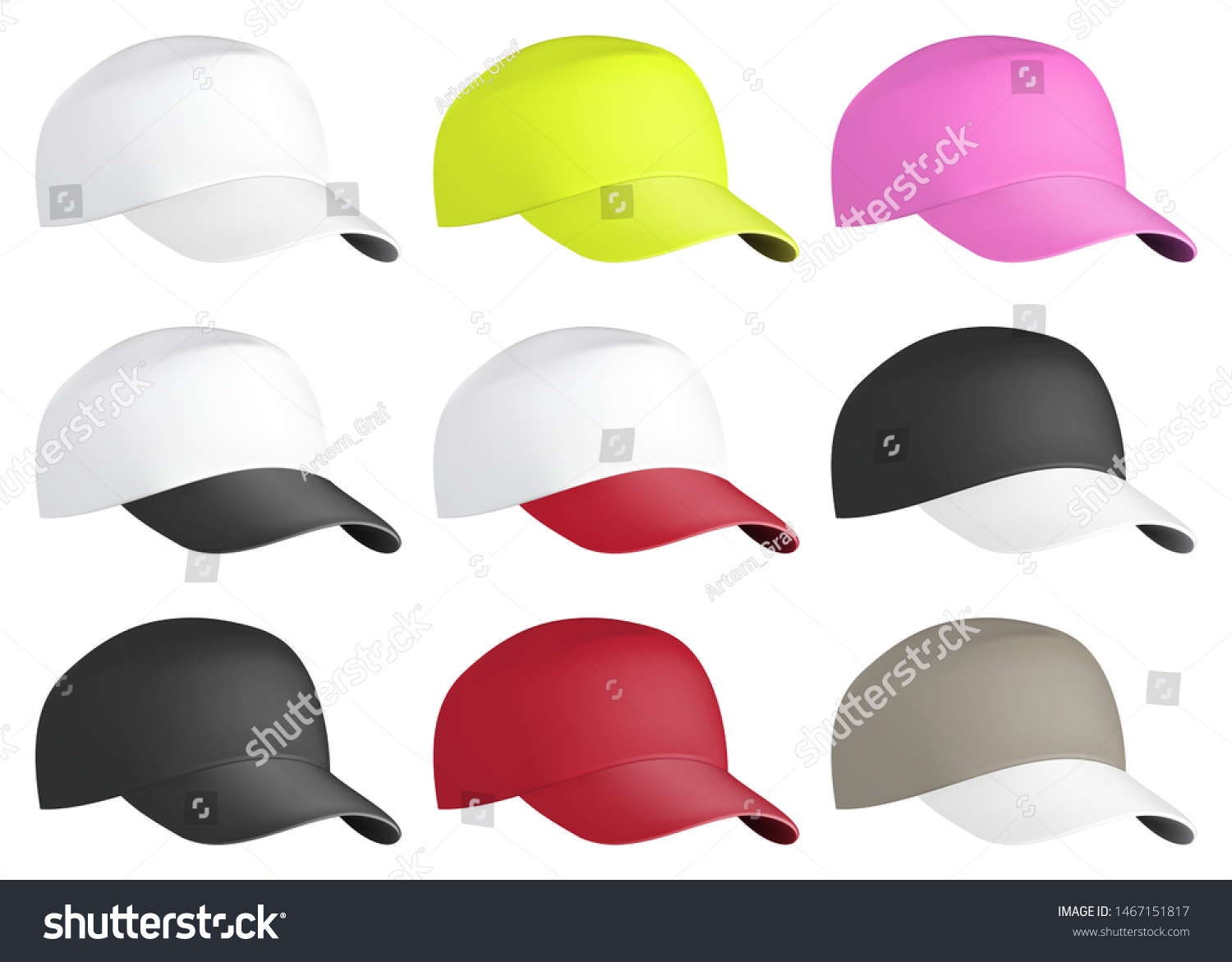 Realistic Front View Baseball Cap Baseball Stock Vector (Royalty Free ...