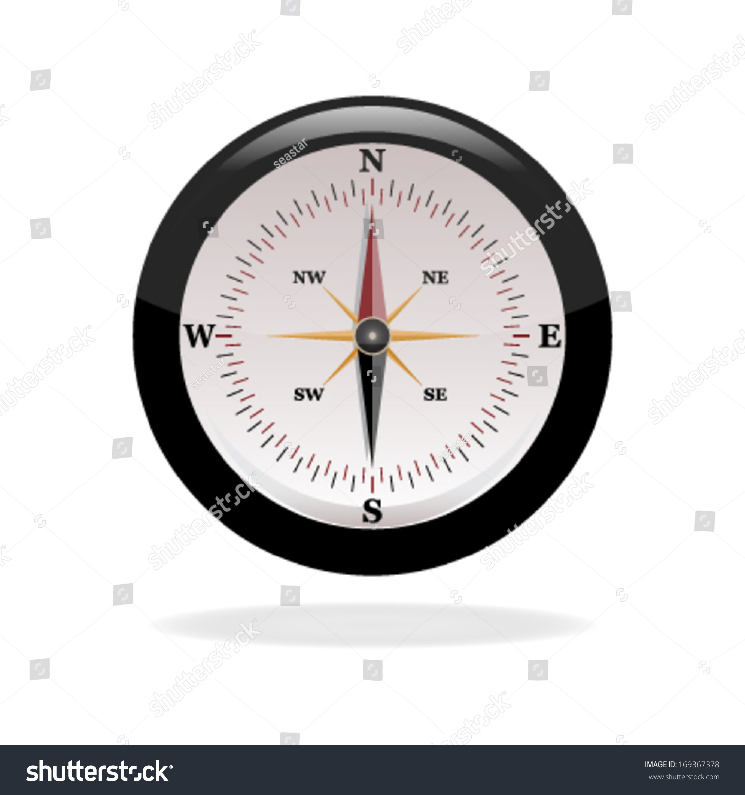 Realistic Glossy Compass Vector Illustration On Stock Vector (Royalty ...