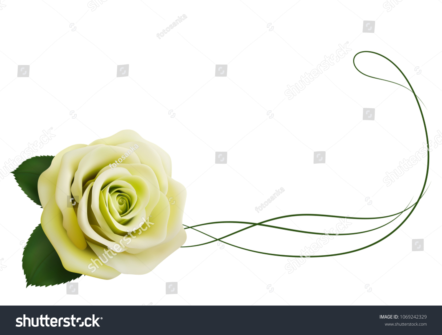 Realistic Green Rose Border Stock Vector (Royalty Free) 1069242329