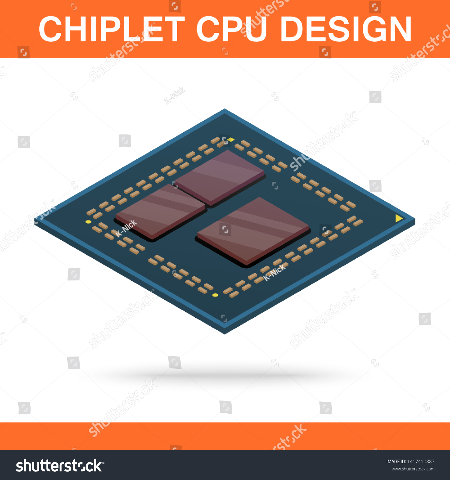 Realistic Isometric Modern Chiplet Cpu Design Stock Vector (Royalty ...