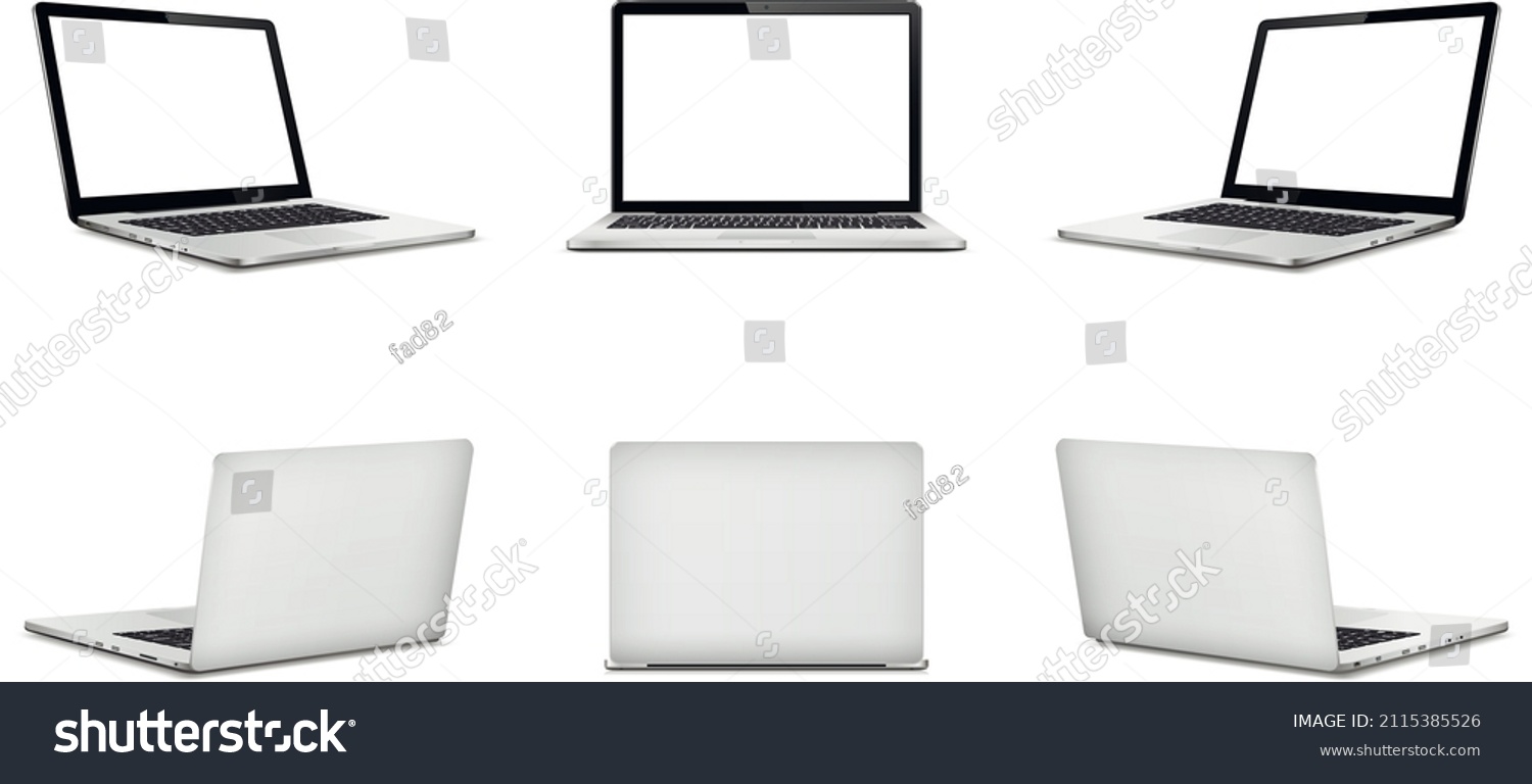 Realistic Laptop Front Back Stock Vector (Royalty Free) 2115385526 ...