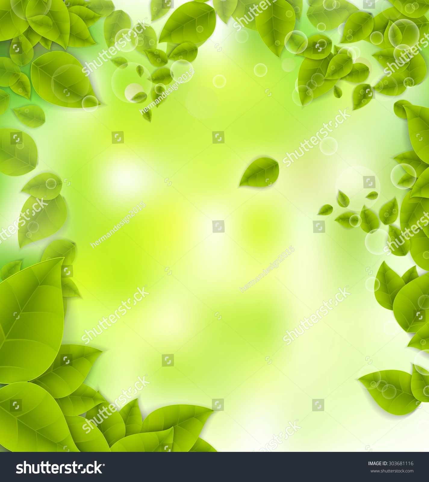 Realistic Leaves Background Space Stock Vector (Royalty Free) 303681116 ...