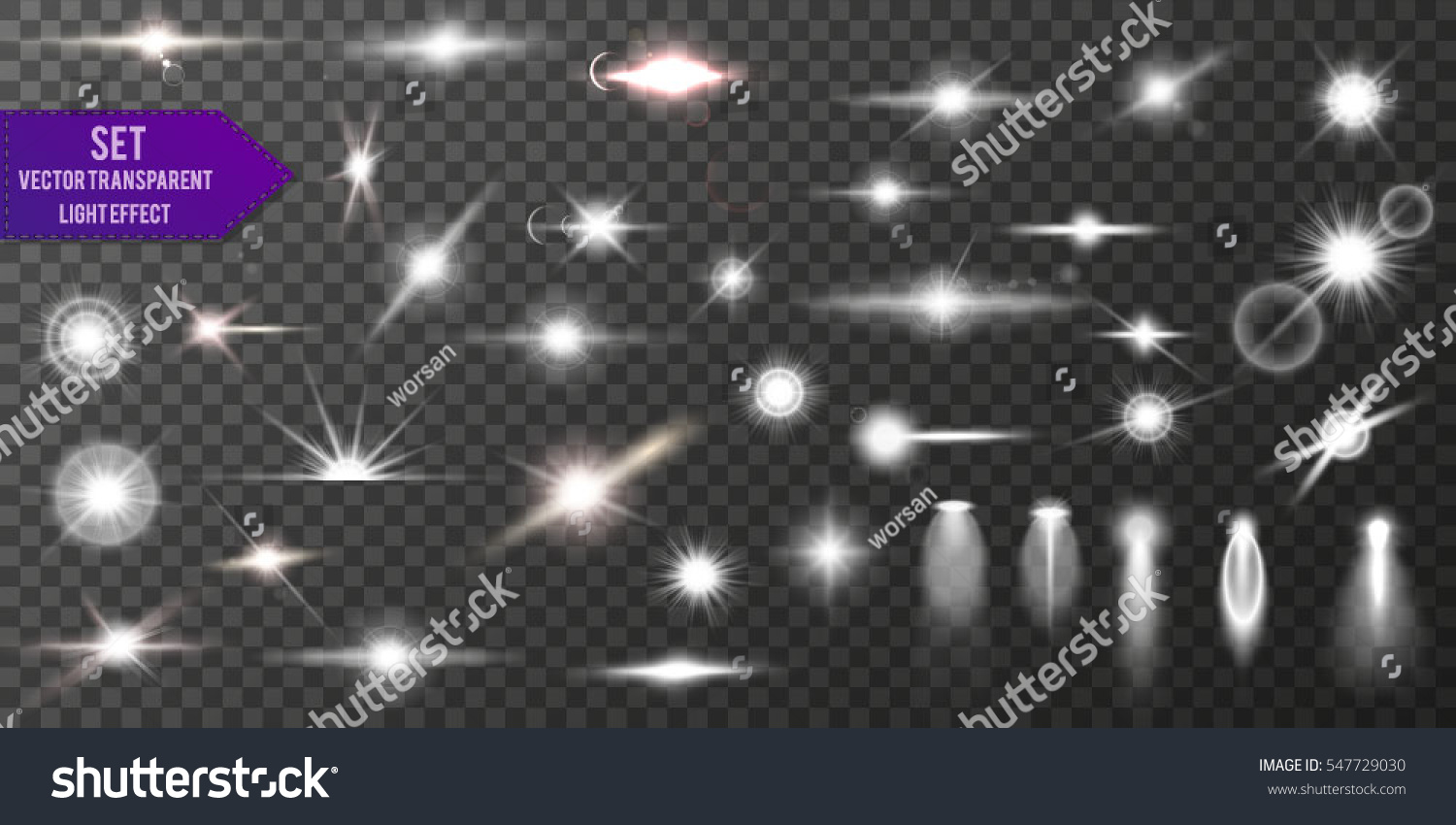 Realistic Lens Flare Elements Collection Light: เวกเตอร์สต็อก (ปลอดค่า ...