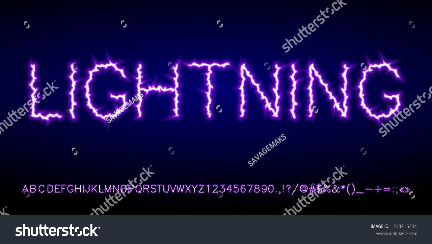 Realistic Lightning Font Set: vector de stock (libre de regalías ...