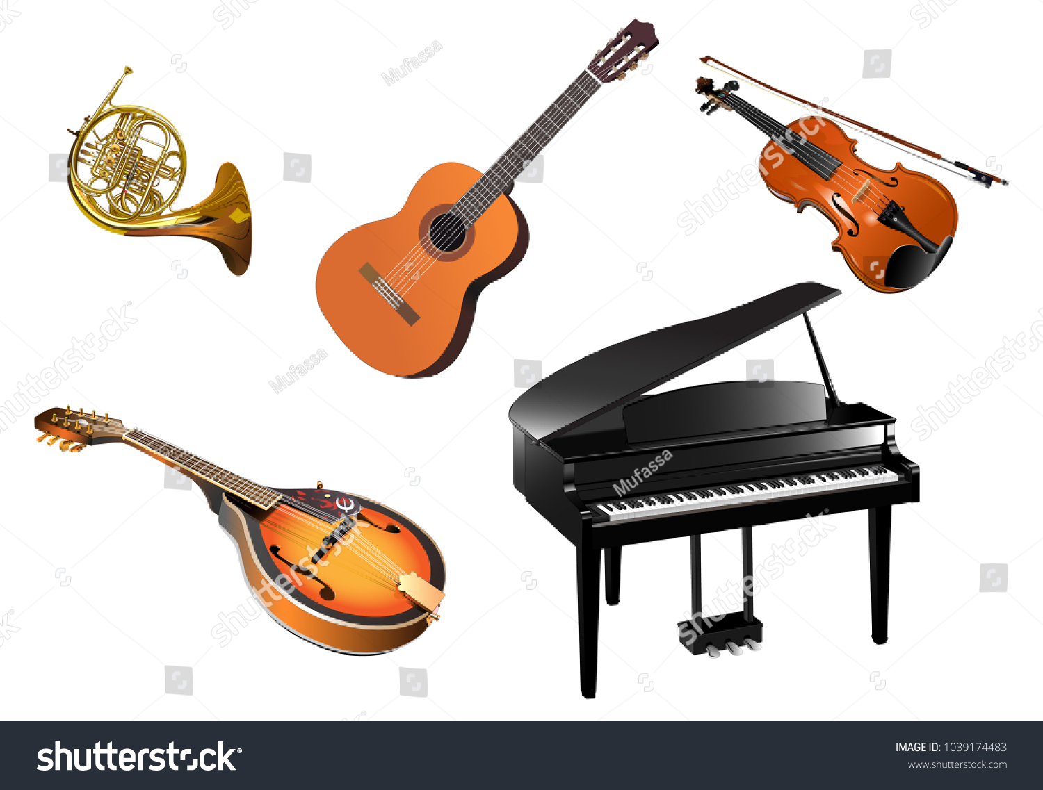 Realistic Musical Instruments Set Vector Illustration Stock Vector ...