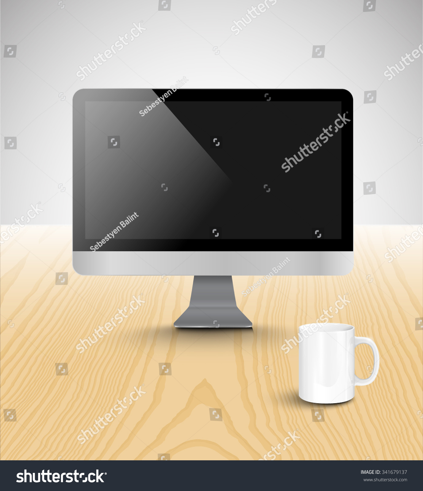 Realistic Office Table Vector Stock Vector (Royalty Free) 341679137 ...
