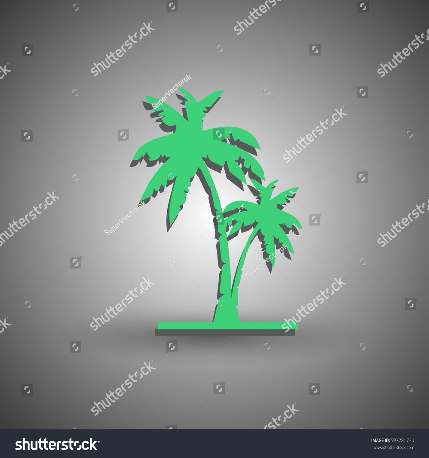 Realistic Palm Tree Silhouette Stock Vector (Royalty Free) 597781730