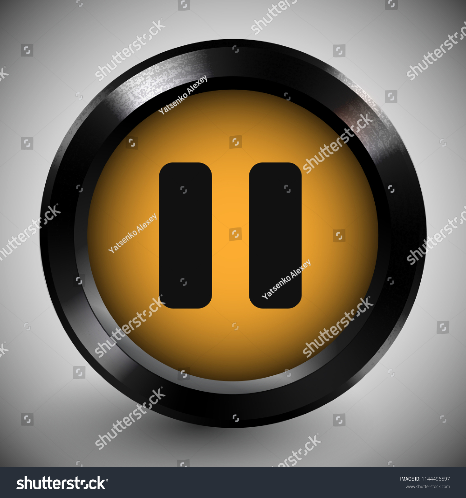 Realistic Pause Button Yellow Template Dark Stock Vector (Royalty Free ...