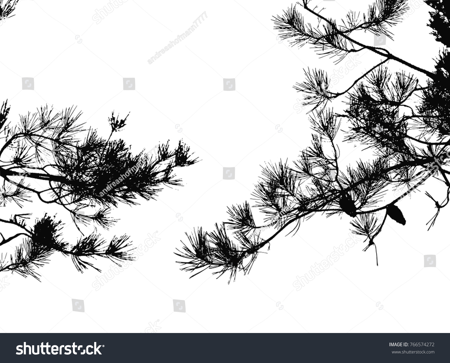 Vektor Stok Realistic Pine Tree Silhouette Vector Illustrationeps10 ...